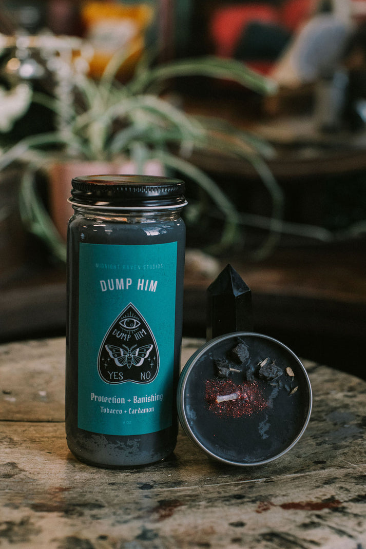 Dump Him Manifestation Candle - Cardamon and Tobacco – Midnight Raven ...