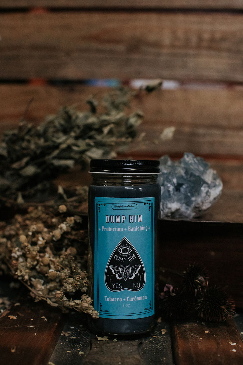 Dump Him Manifestation Candle - Cardamon and Tobacco – Midnight Raven ...
